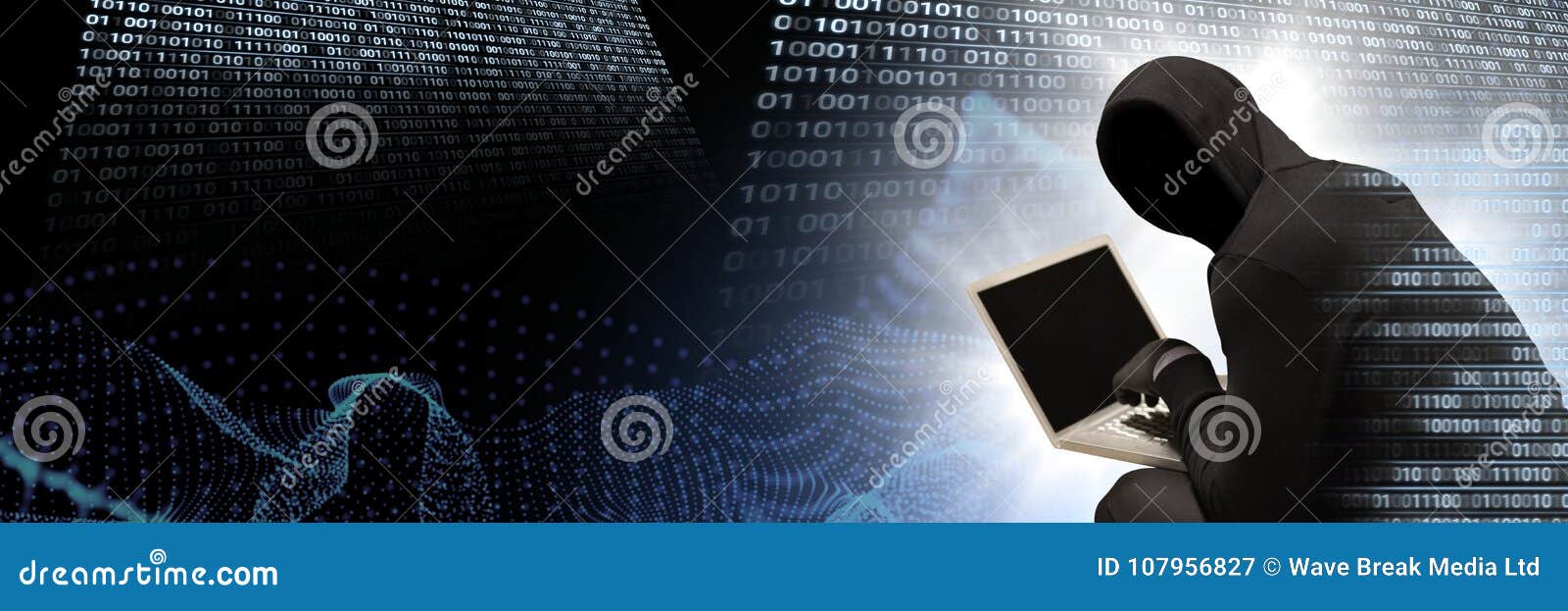 Anonymous Hacker With Computer Code Binary Interface Stock Image Image Of Communication Glow