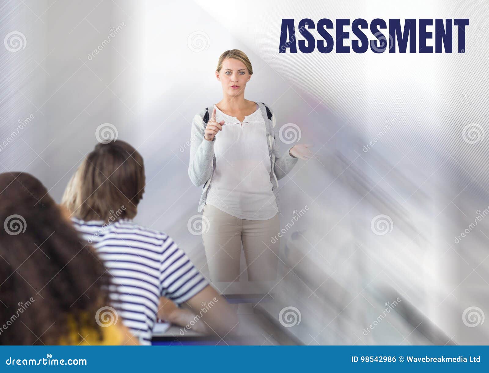 Assessment Text and Teacher with Class Stock Photo - Image of four ...