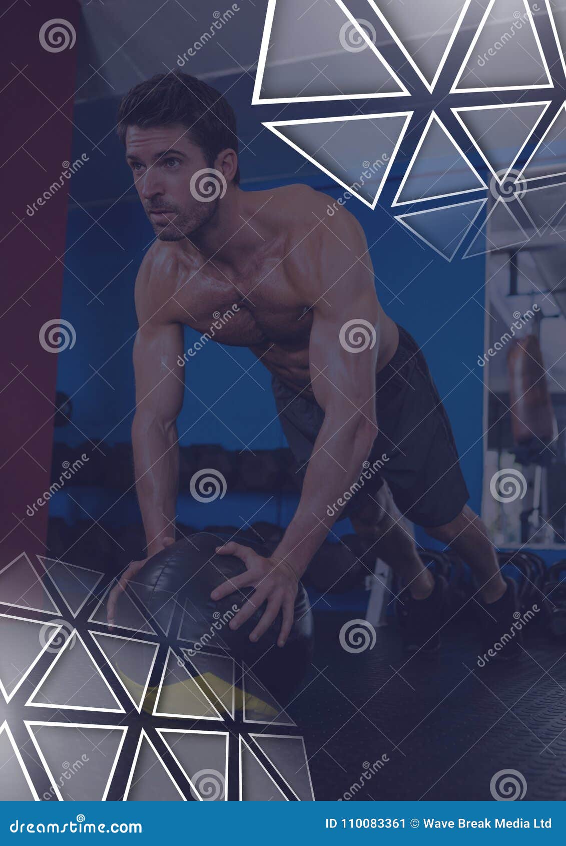 Athletic Fit Man in Gym with Triangle Interface Stock Image - Image of ...