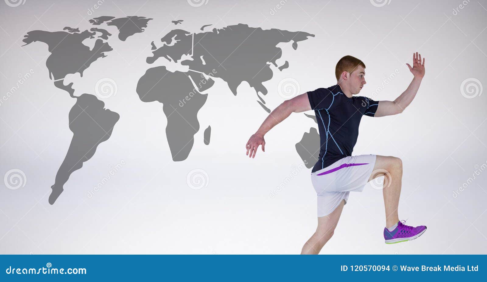 Athletic Fit Man with World Map Stock Photo - Image of competition ...