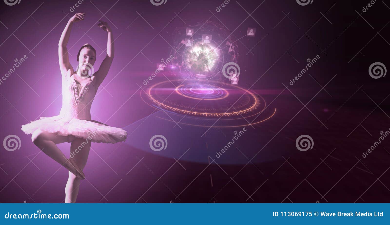 Ballet Dancer Dancing with Digital Technology Interface Stock Image ...