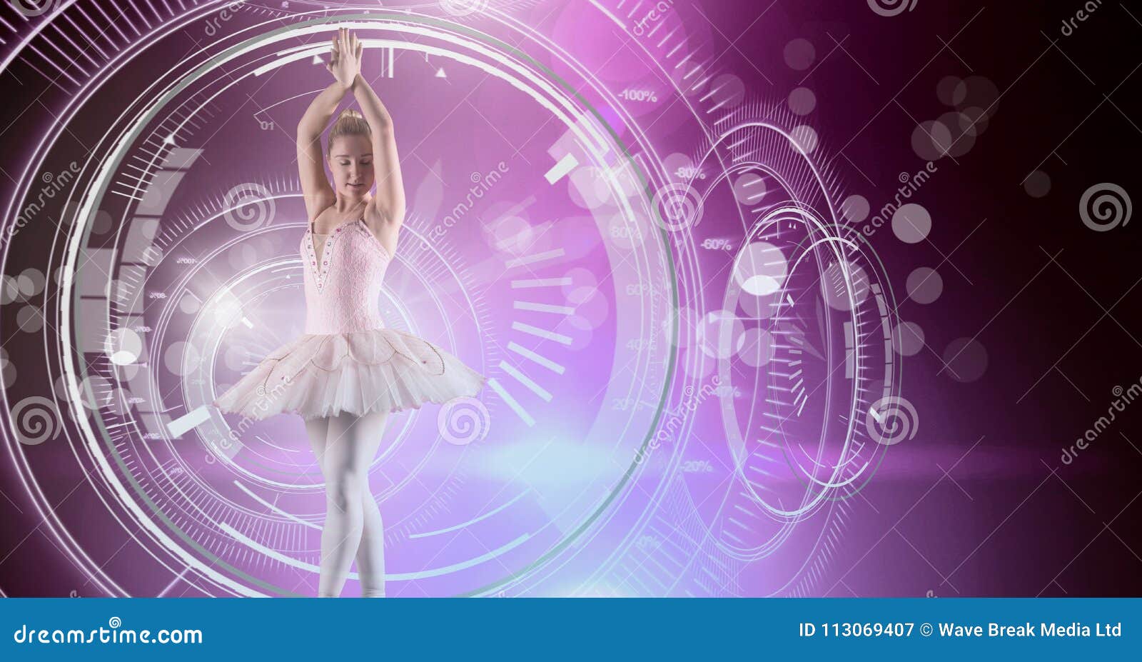 Ballet Dancer Dancing with Digital Technology Interface Stock ...