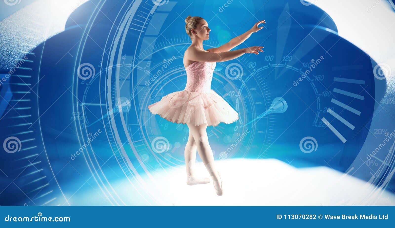 Ballet Dancer Dancing with Digital Technology Interface Stock Photo ...