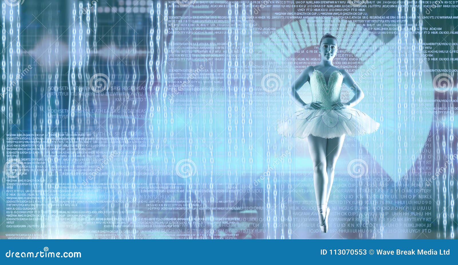 Ballet Dancer Dancing with Digital Technology Interface Stock Image ...