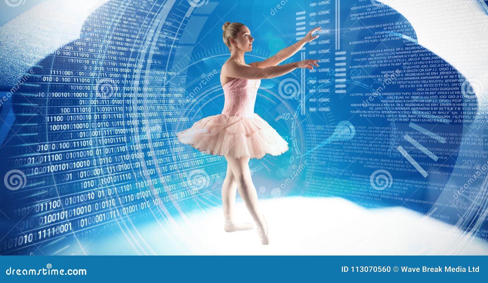 Ballet Dancer Dancing with Digital Technology Interface Stock Photo ...