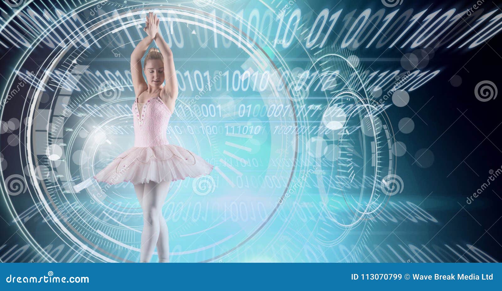 Ballet Dancer Dancing with Digital Technology Interface Stock Image ...