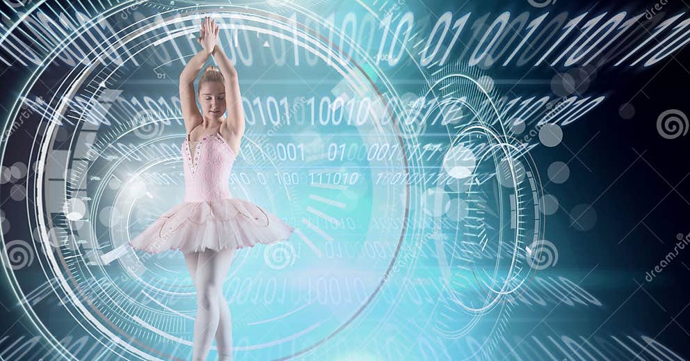 Ballet Dancer Dancing with Digital Technology Interface Stock Image ...