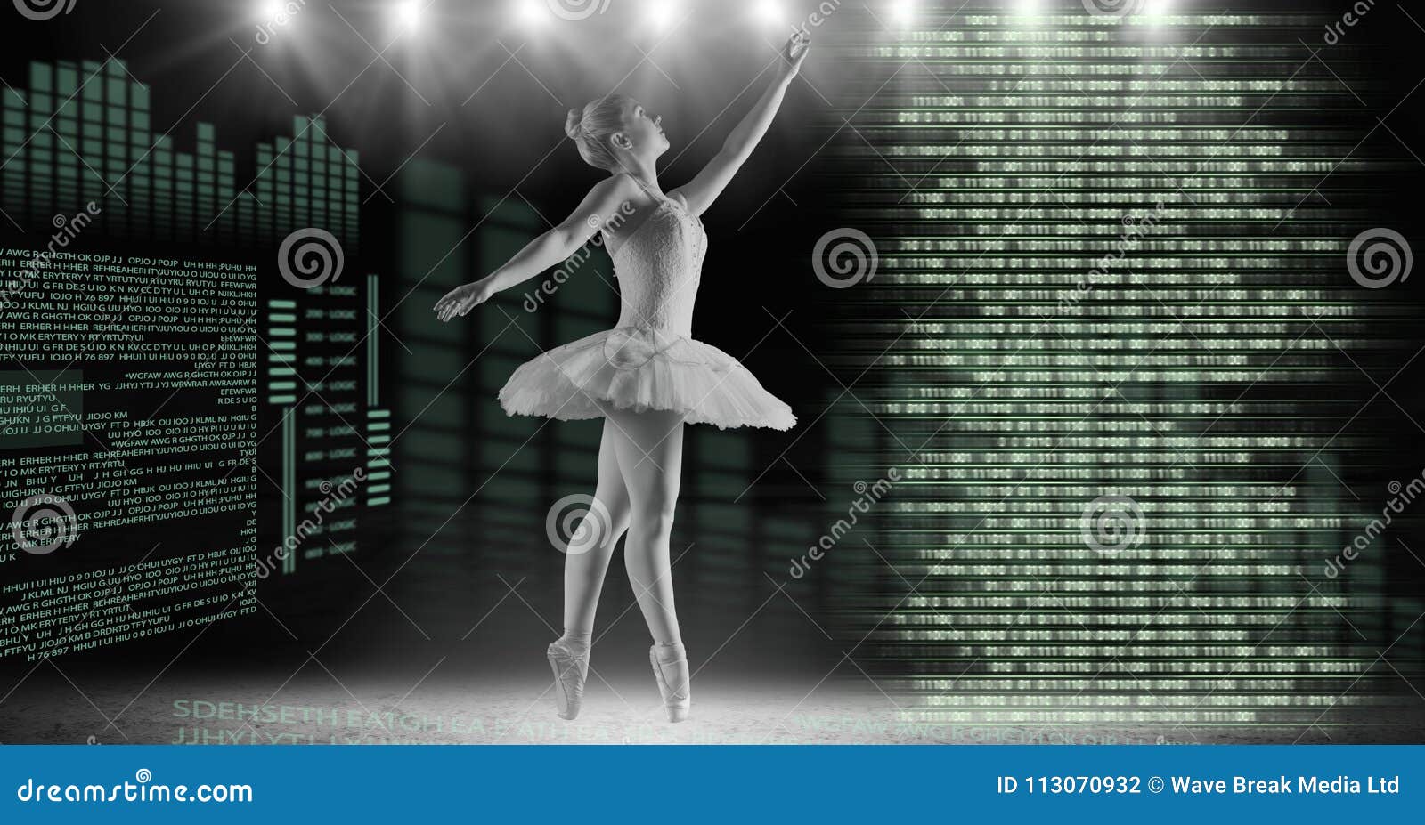 Ballet Dancer Dancing with Digital Technology Interface Stock ...