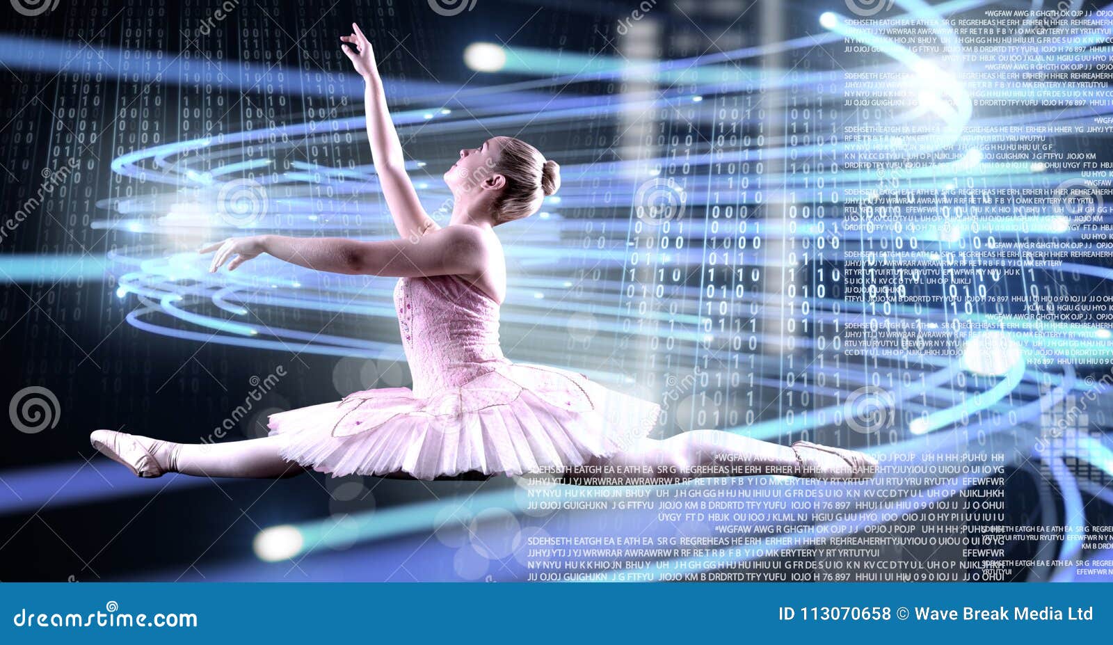 Ballet Dancer Dancing with Digital Technology Interface and Light ...