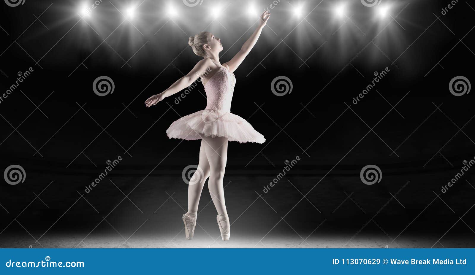 Ballet Dancer Dancing with Stadium Star Lights Stock Image - Image of ...