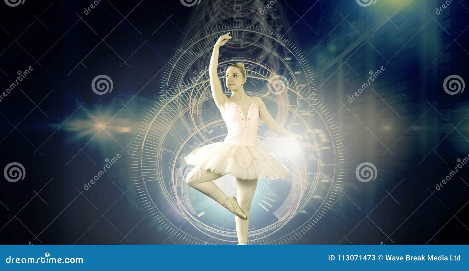 Ballet Dancer Dancing with Digital Technology Interface Stock Image ...