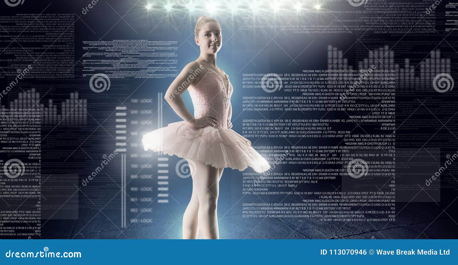 Ballet Dancer Dancing with Digital Technology Interface and Glowing ...