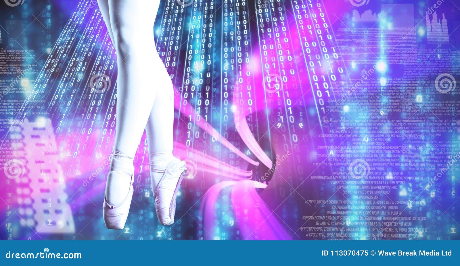 Ballet Dancer Feet Dancing with Digital Technology Interface Stock ...