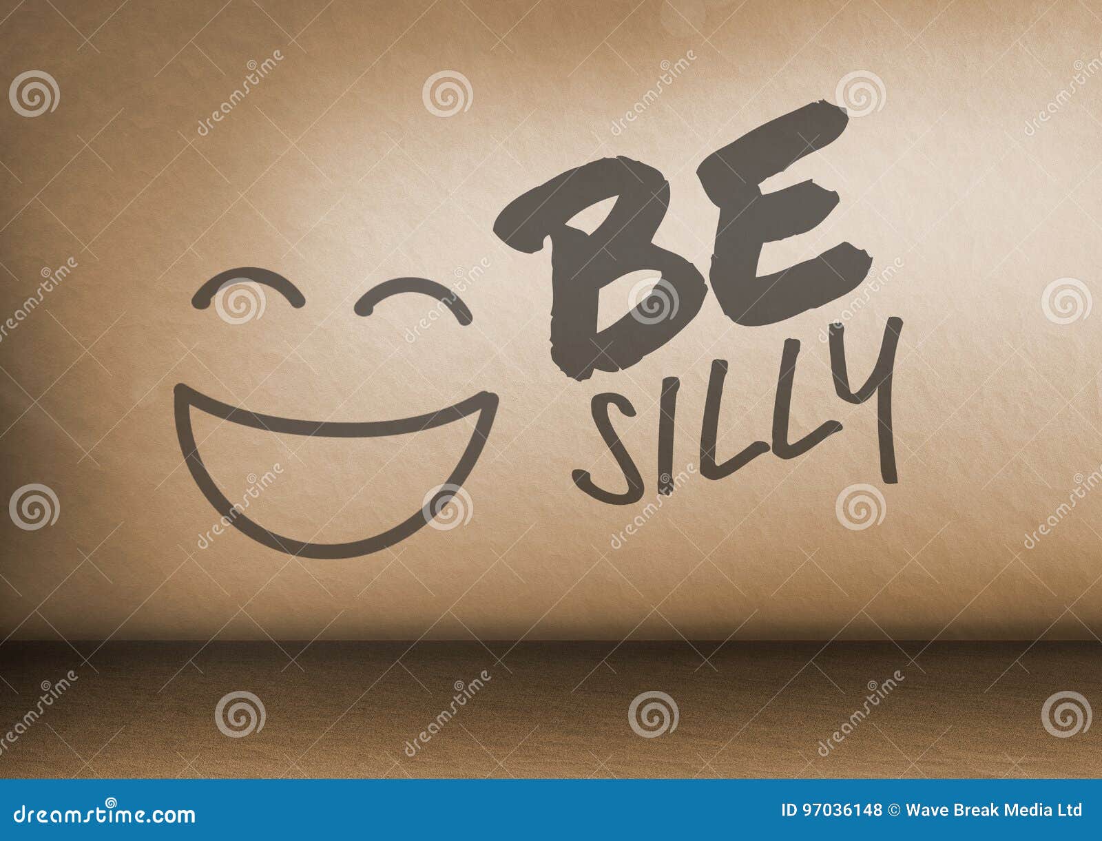 Be Silly Text and Smiley Face in Room Stock Photo - Image of copy, wall ...