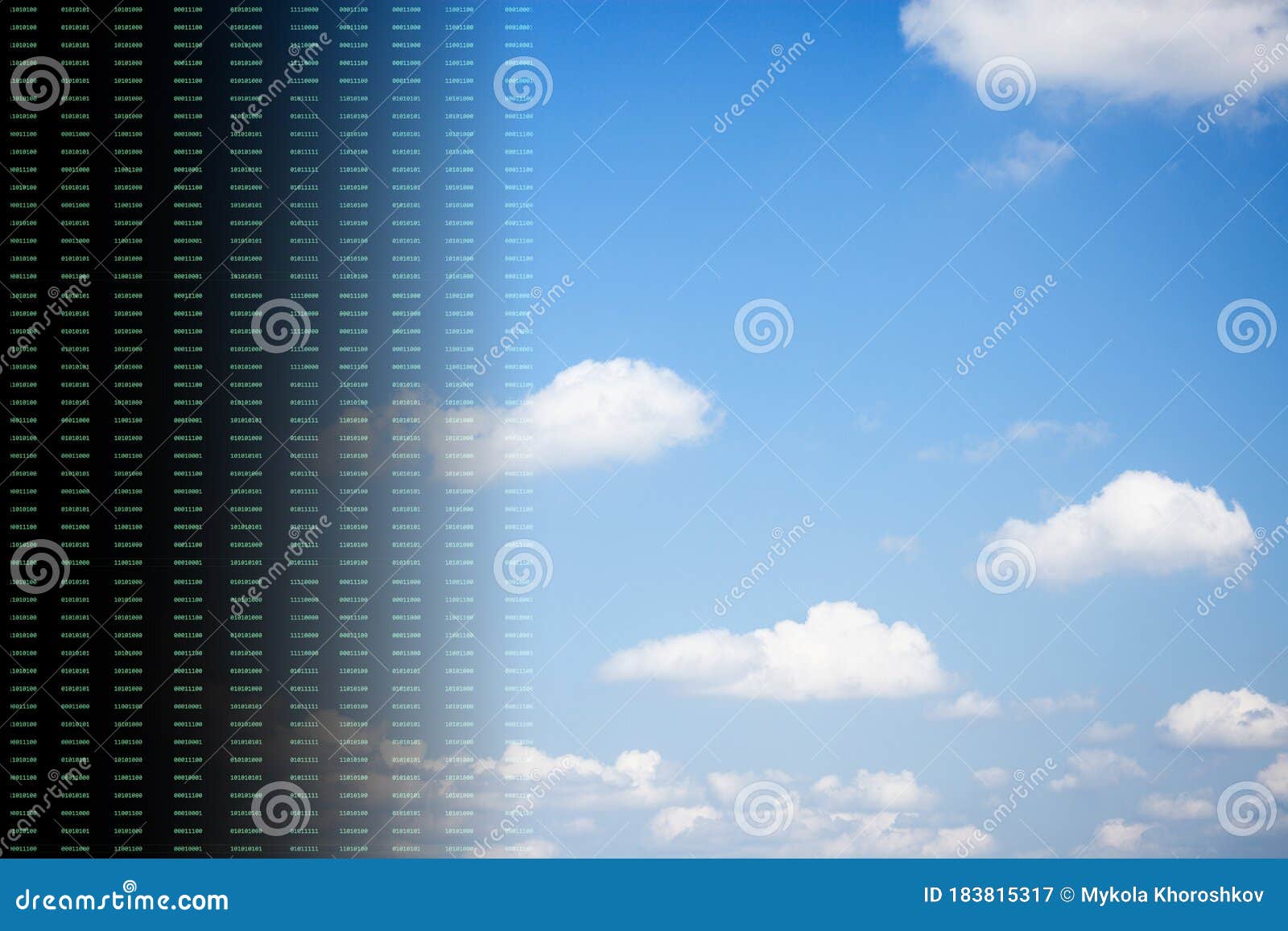 Digital Composite of Binary Code Creating Blue Cloudy Sky Stock Image ...