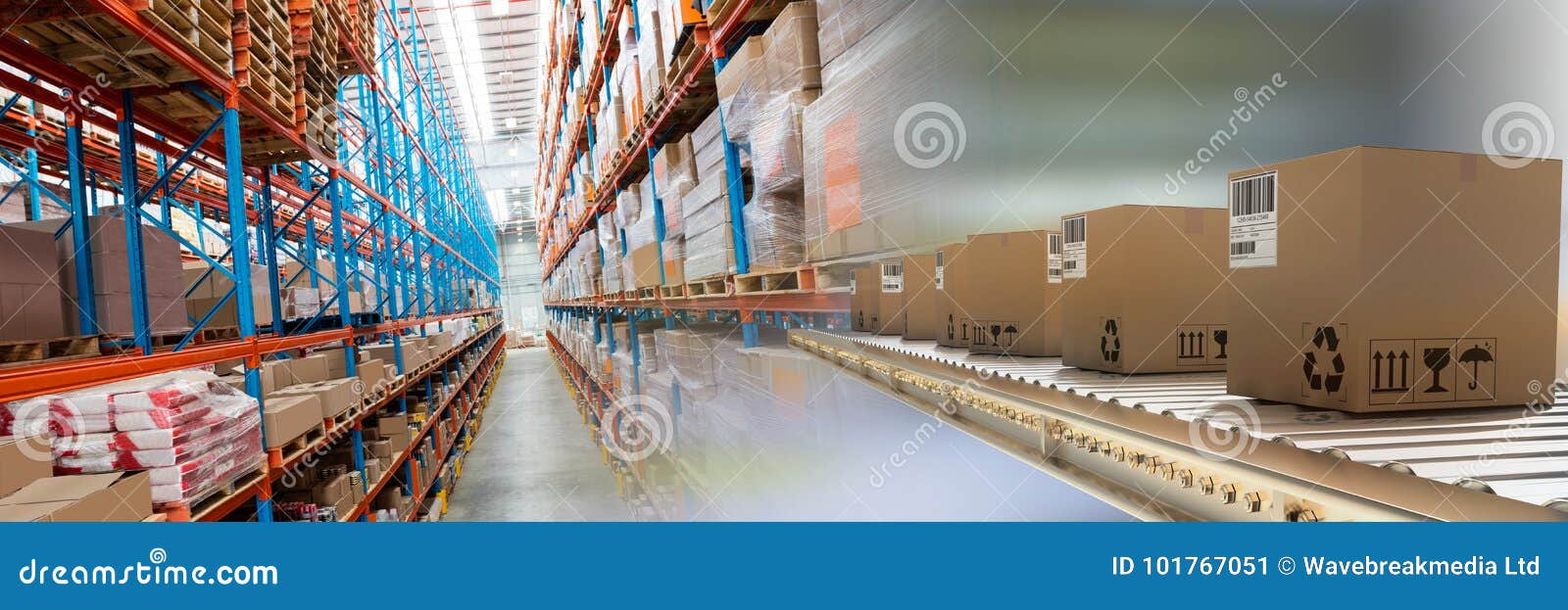 Boxes in Warehouse, Transition Stock Image - Image of container ...