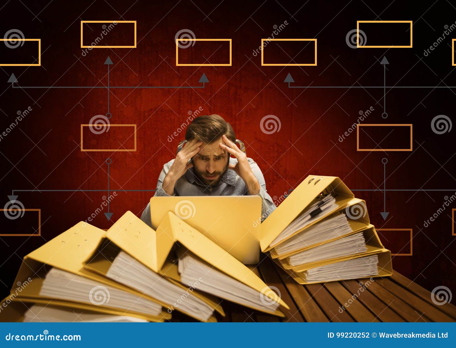 Businessman with Mind Map and Files and Folders Stock Photo - Image of ...