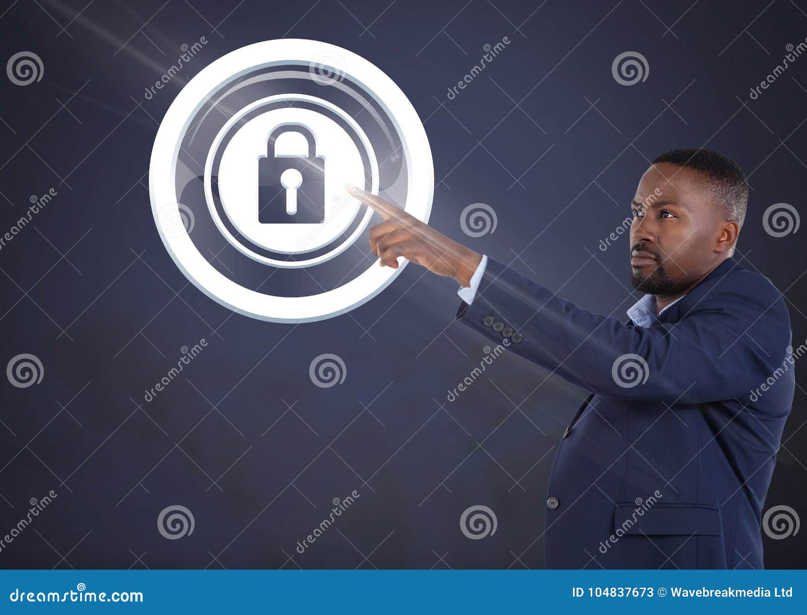 Businessman Pointing Security Lock Icon Stock Image - Image of ...