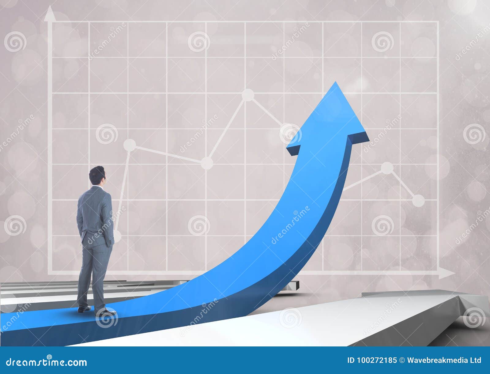 Businessman Standing on Blue Arrow Stock Image - Image of effect ... Businessman Standing on Blue Arrow Stock Image - Image of effect ...