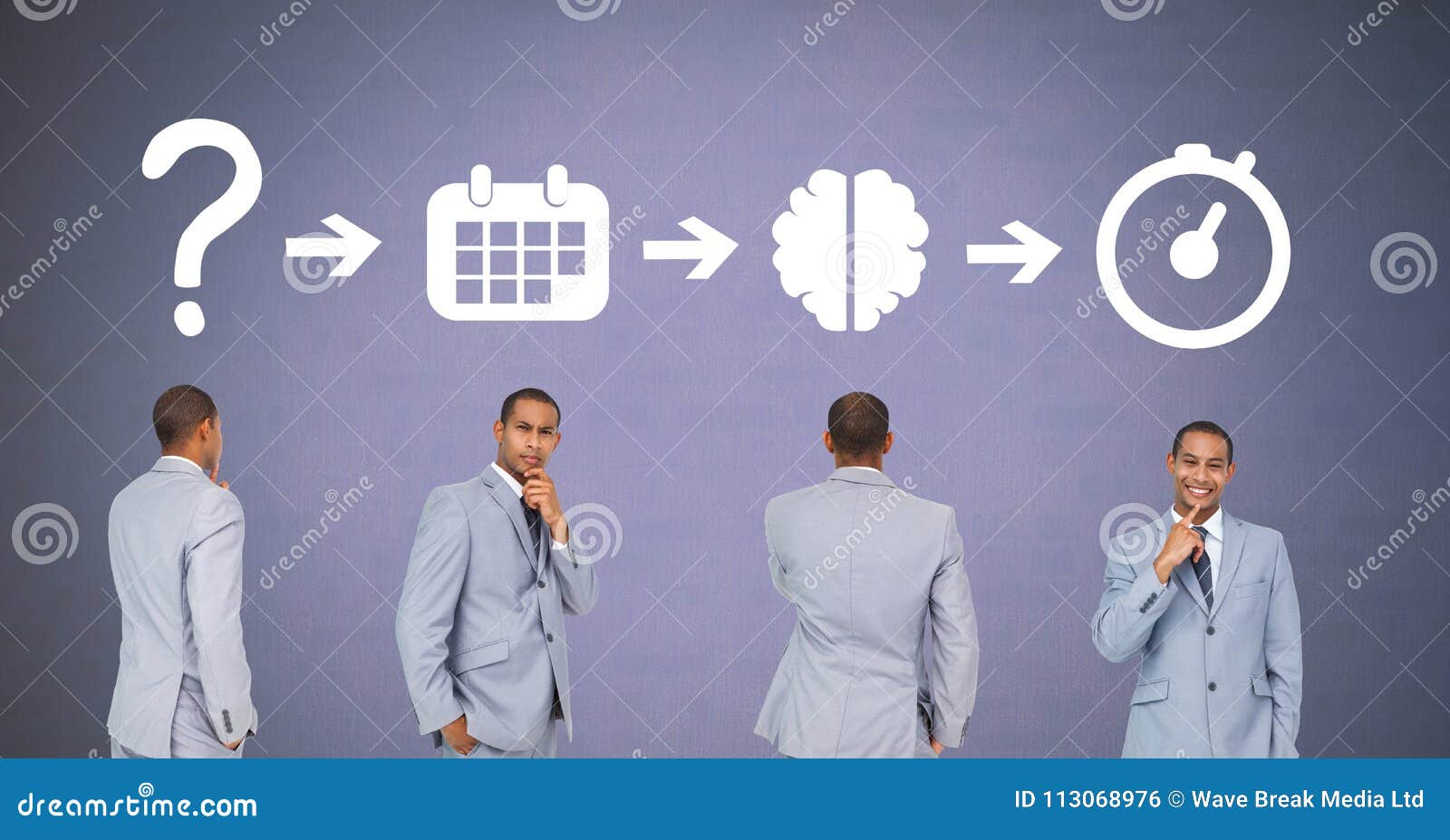 Businessman Thinking in Sequence with Ideas and Brainstorm Process ...