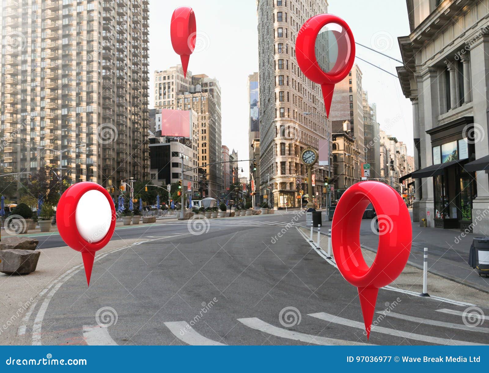 City with Marker Location Pointers Stock Image - Image of positioning ...