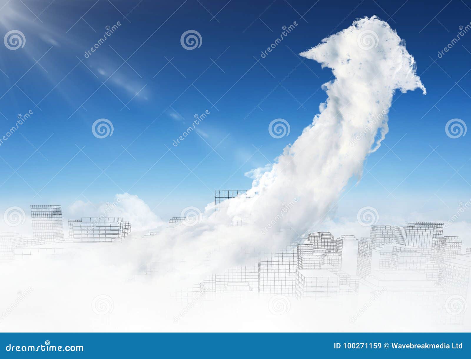 Cloud arrow stock illustration. Illustration of building - 100271159
