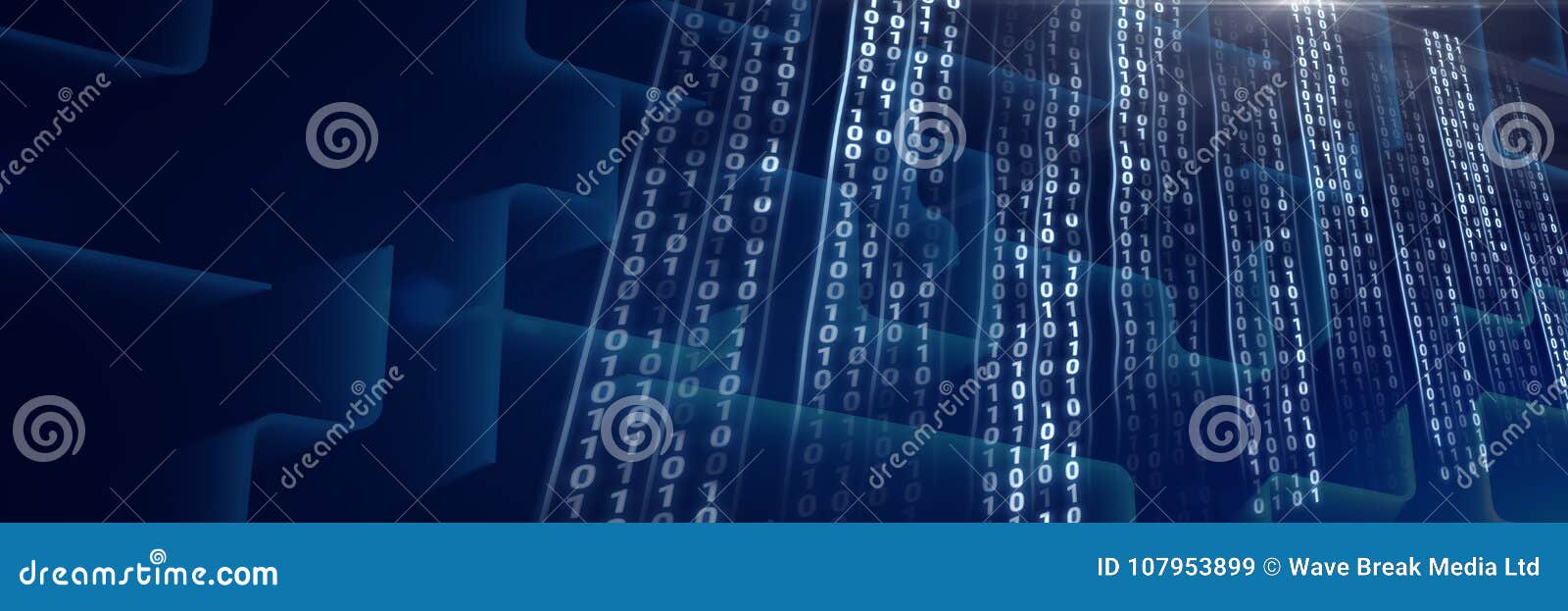 Code Binary Interface and Blue Background Stock Illustration - Illustration of white, flare ...