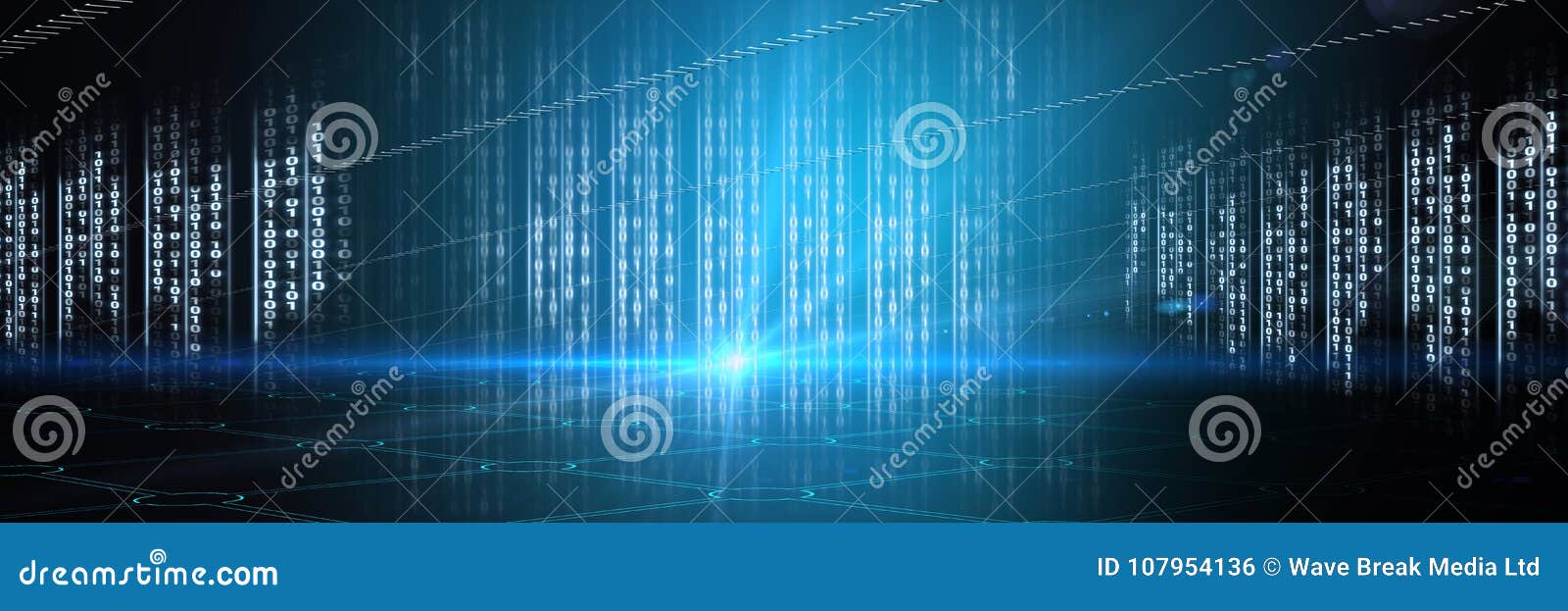 Code Binary Interface and Blue Background Stock Illustration - Illustration of graphic, glow ...