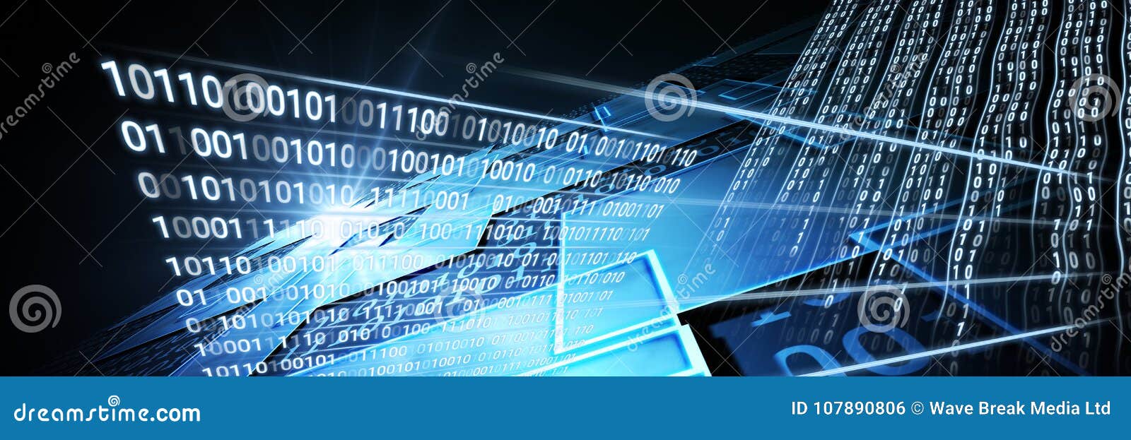 Code Binary Interface and Blue Perspective Background Stock ...