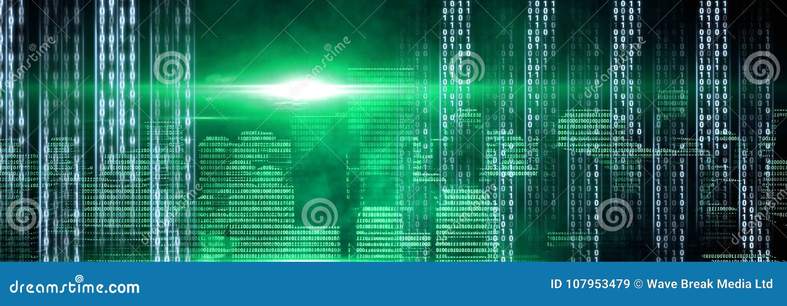 Code Binary Interface and Green City Background Stock Illustration ...