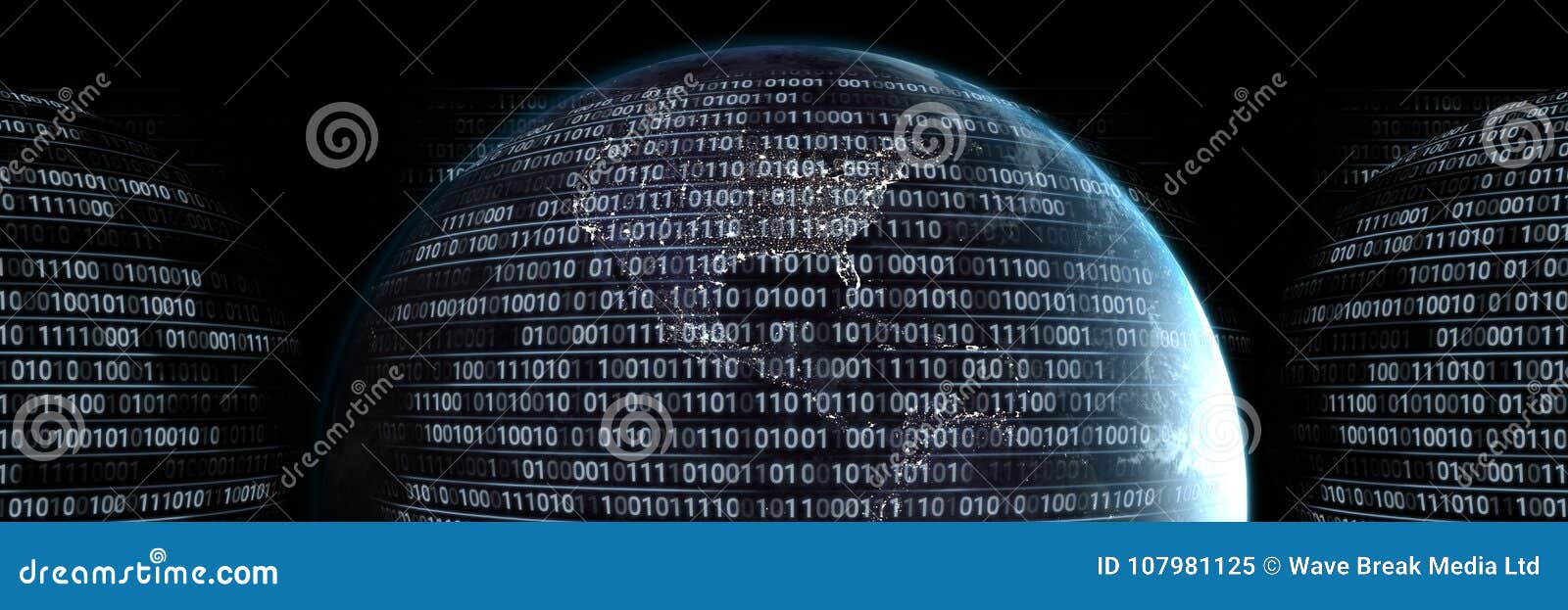 Code Binary Interface and Planet Earth Background Stock Illustration ...
