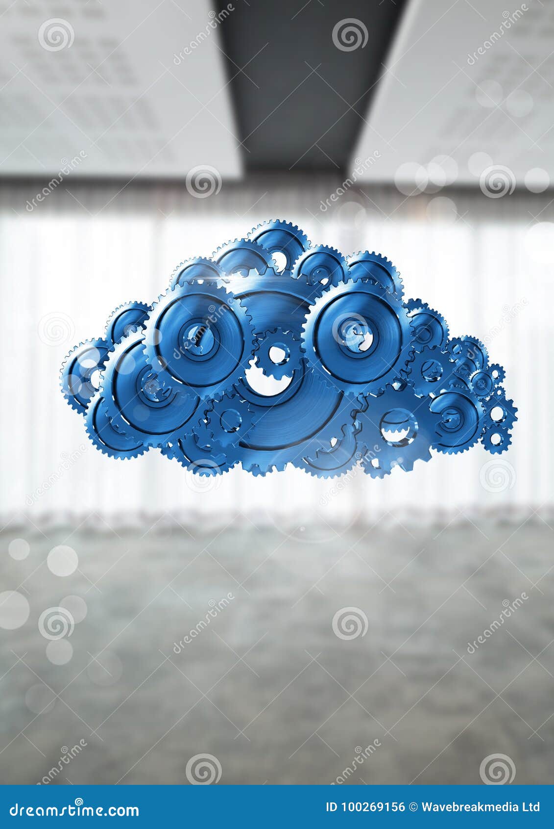 Cog Gears Cloud with Bright Background Stock Illustration ...