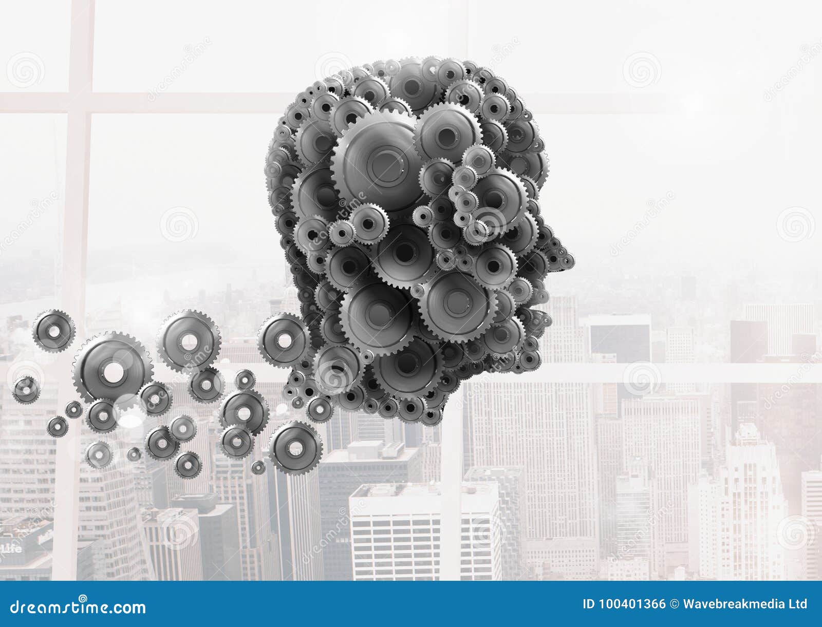Cog Head with Bright Background Stock Illustration - Illustration of ...