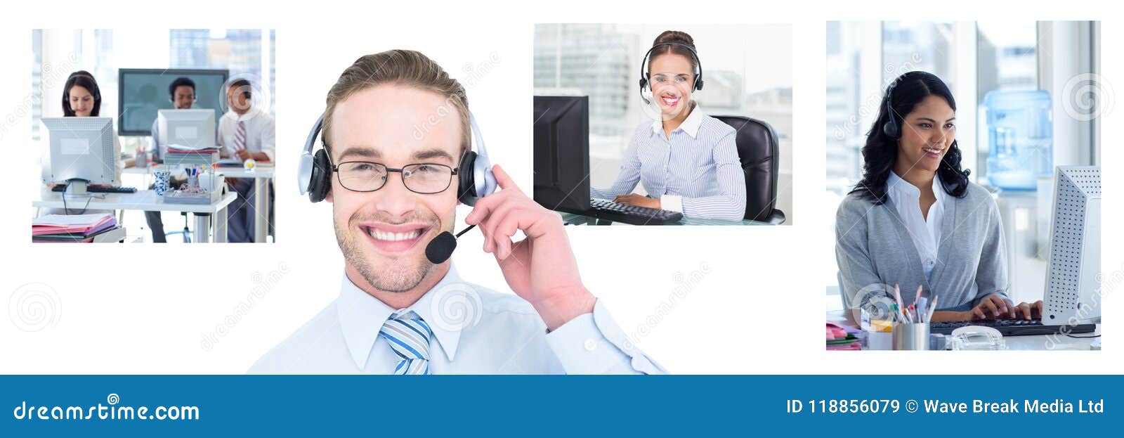 Collage of Customer Service Help Team in Call Center Stock Image ...