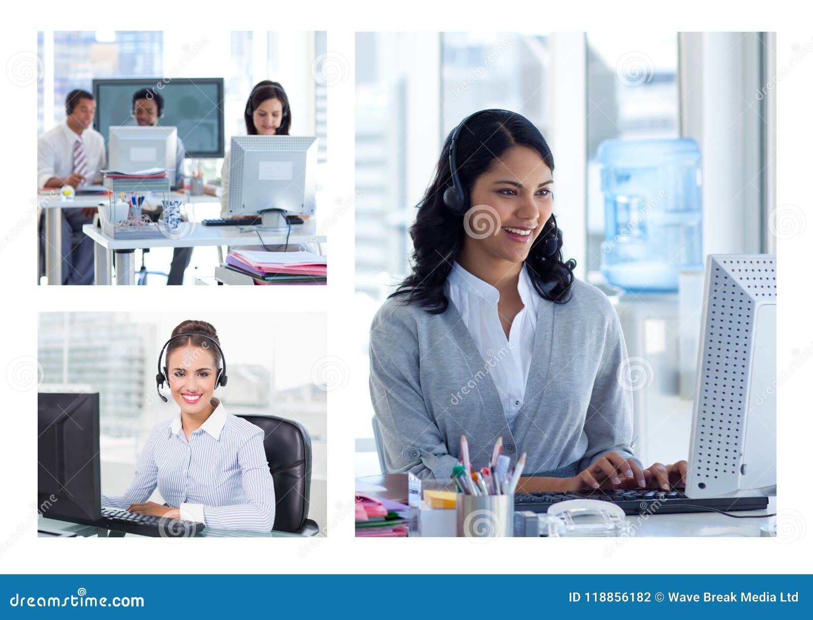 Collage of Customer Service Help Team in Call Center Stock Photo ...