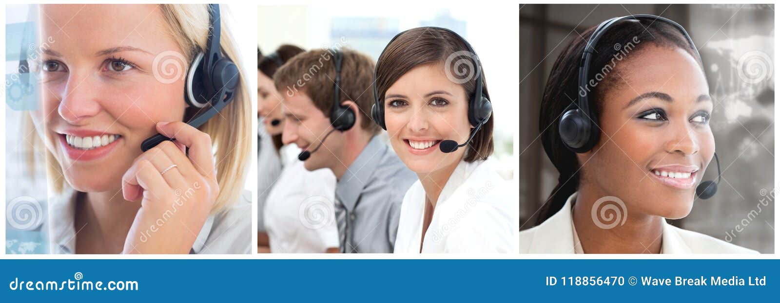 Collage of Customer Service Help Team in Call Center Stock Photo ...