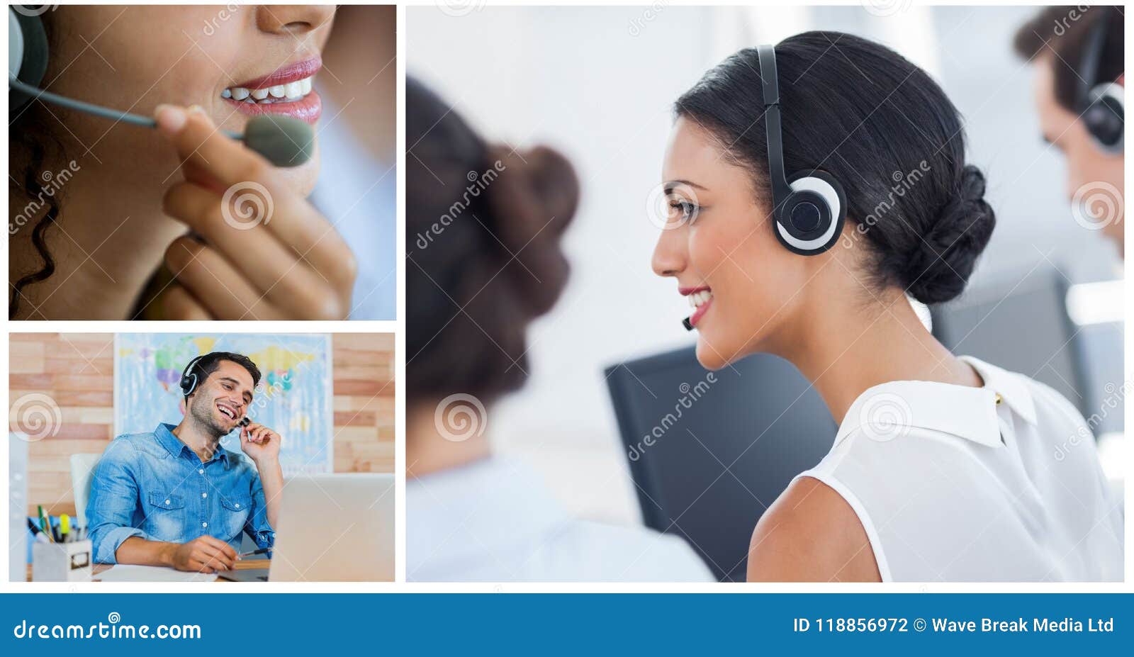 Collage of Customer Service Help Team in Call Center Stock Photo ...