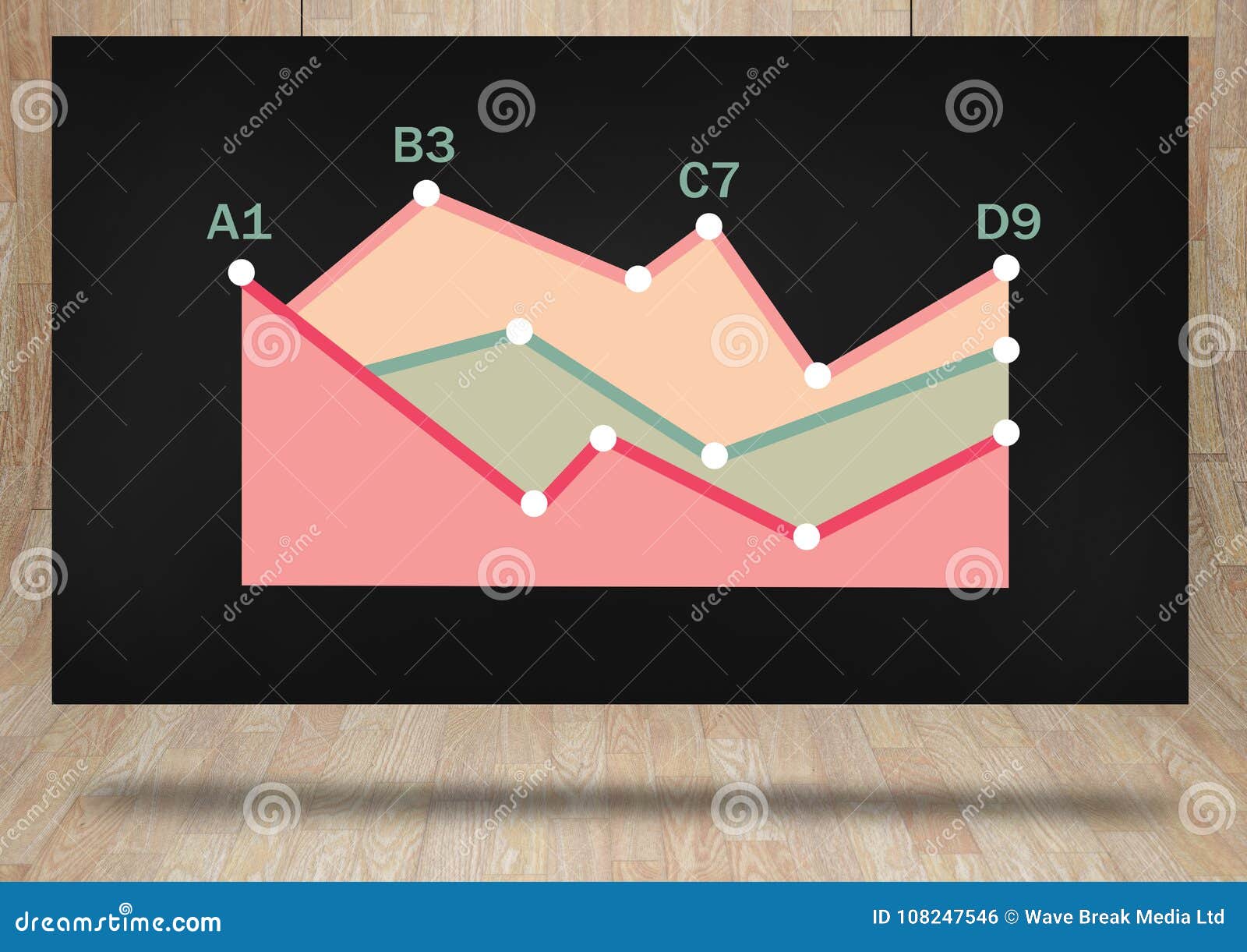 Colorful Chart Statistics on Black Board Stock Illustration ...