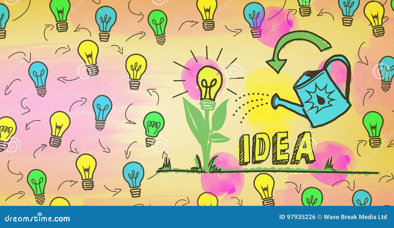 Colorful Idea Light Bulbs Graphics Stock Illustration - Illustration of ...