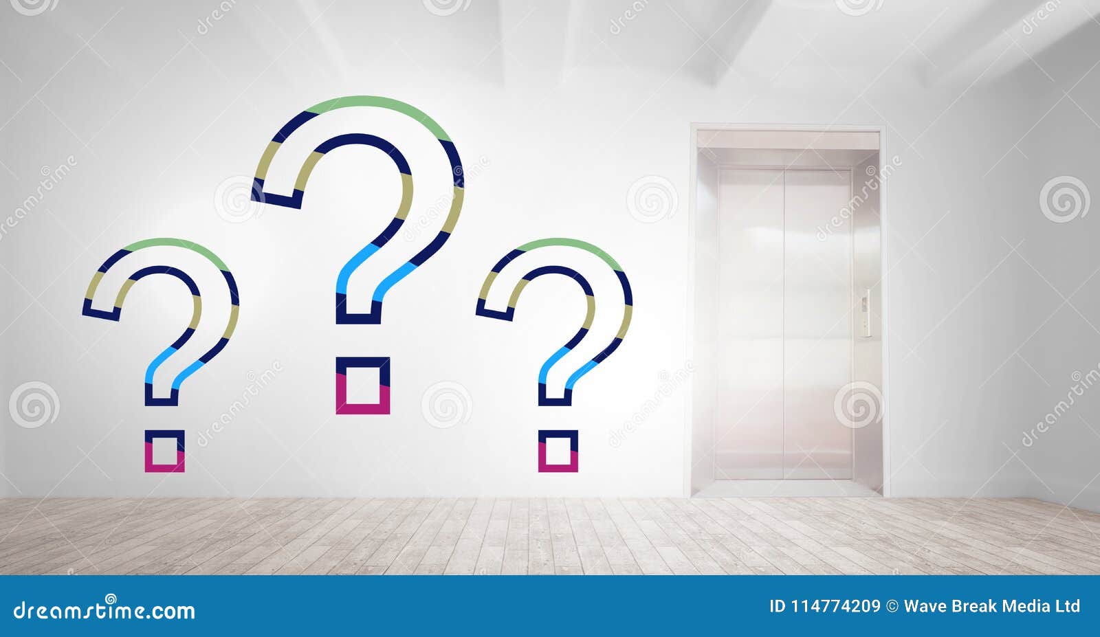 Colorful Question Marks in Room Stock Illustration - Illustration of ...