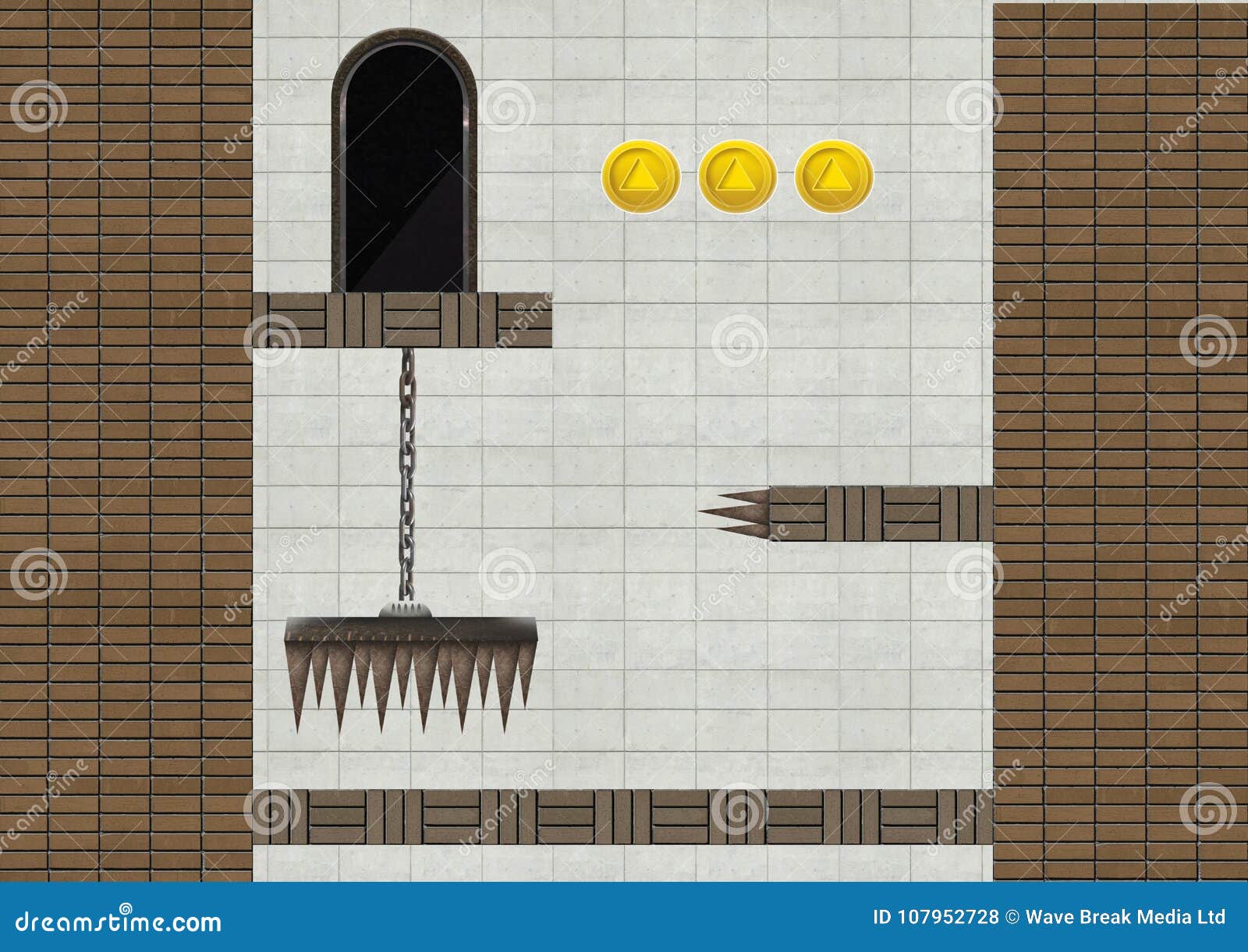 Computer Game Level with Coins and Traps Stock Illustration ...