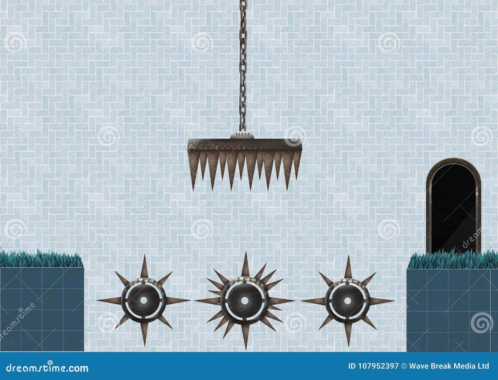 Computer Game Level with Traps Stock Illustration - Illustration of ...