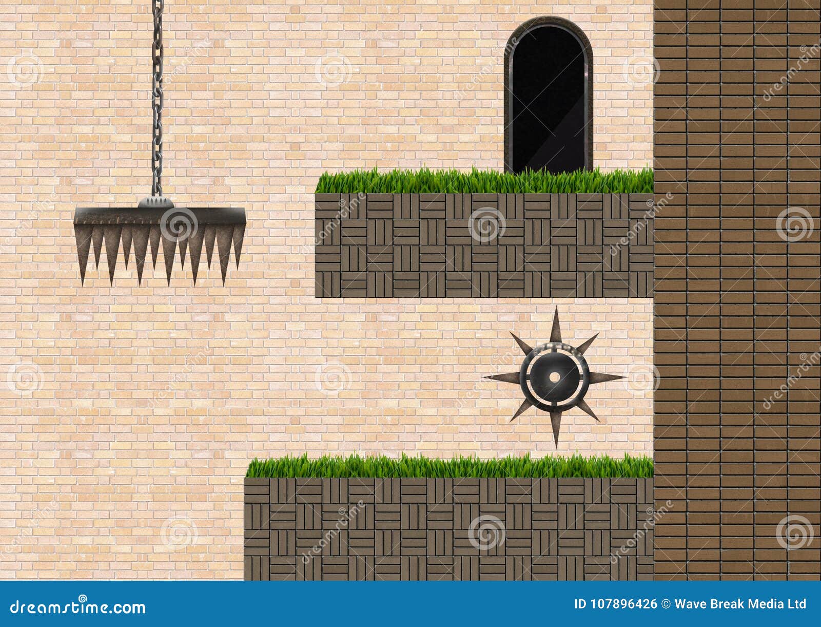 Computer Game Level and Traps Stock Illustration - Illustration of ...