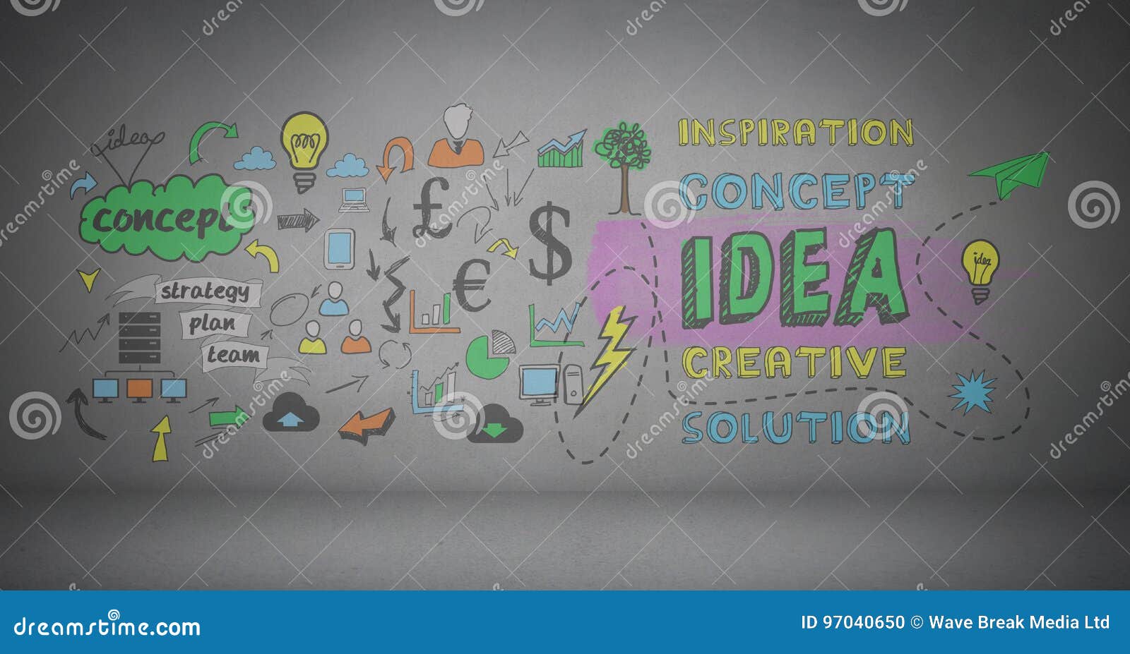 Concept Ideas Graphics Over Dark Background Stock Illustration ...