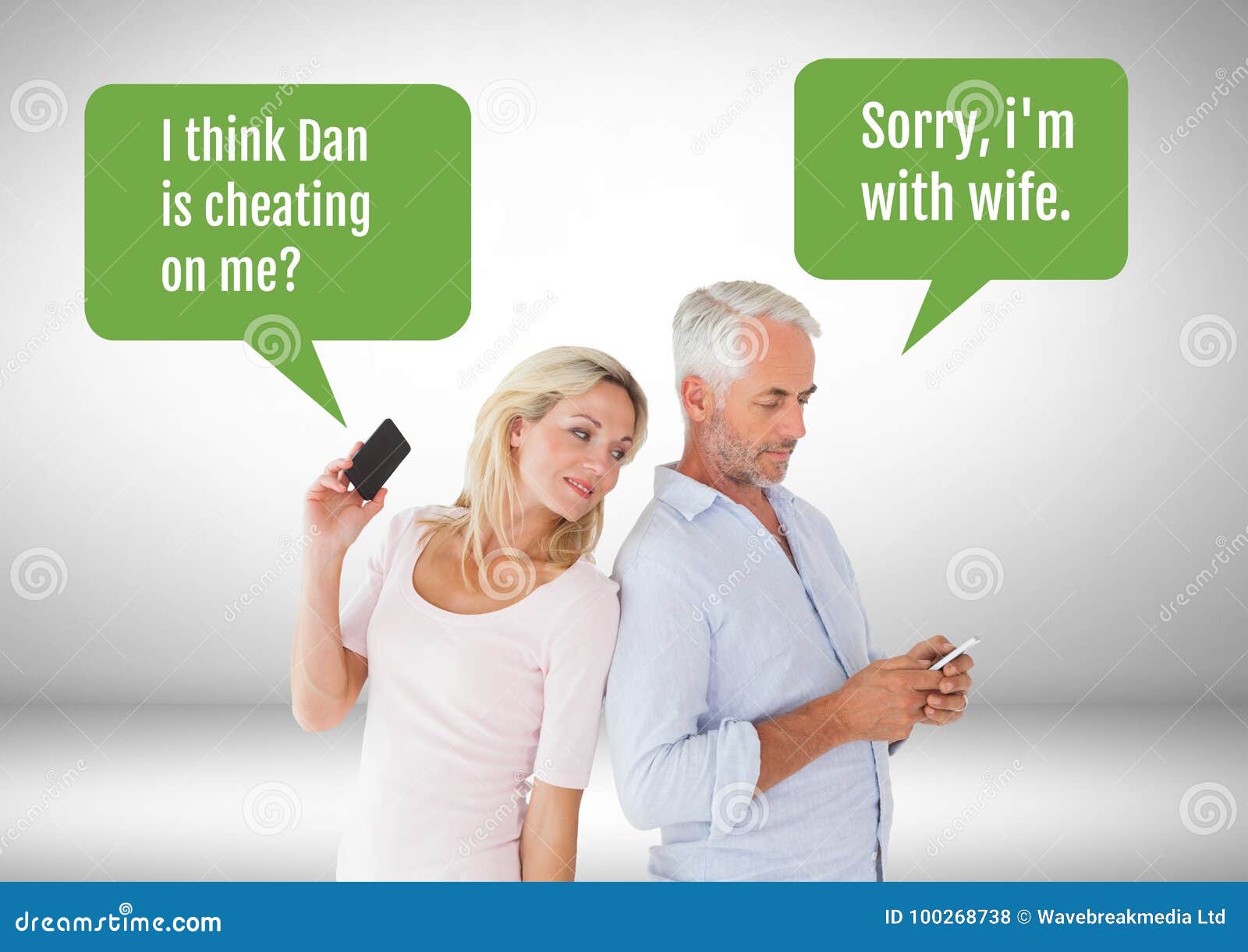 Couple Texting about Cheating Stock Illustration - Illustration of ...