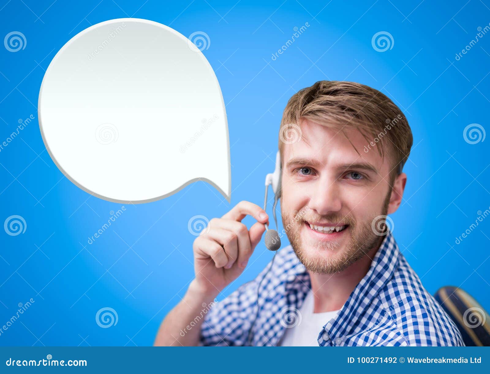 Customer Care Service Man with Chat Bubble Stock Photo - Image of ...