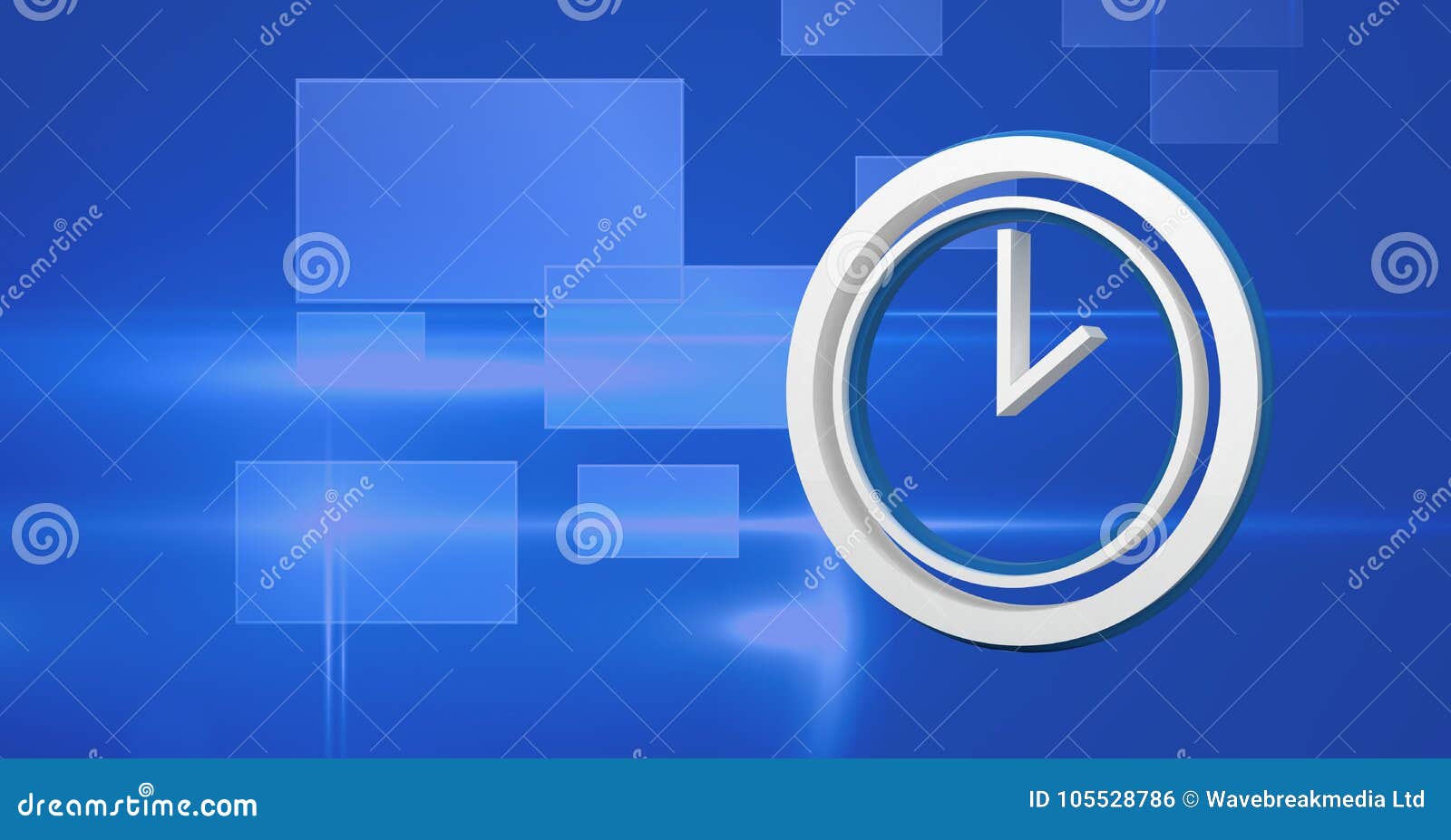 3D Clock Time Icon with Blue Background Stock Illustration ...