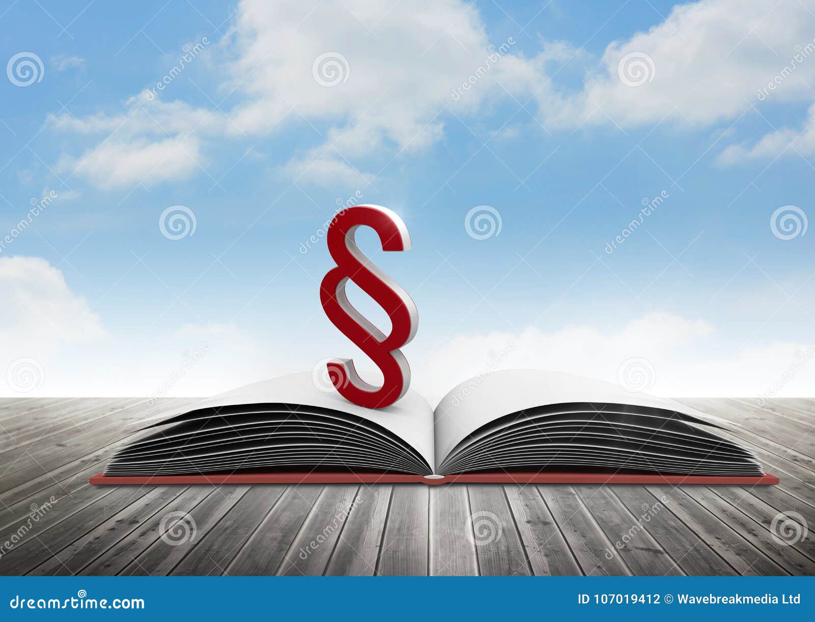 3D Section Symbol Icon and Book with Sky Stock Illustration ...