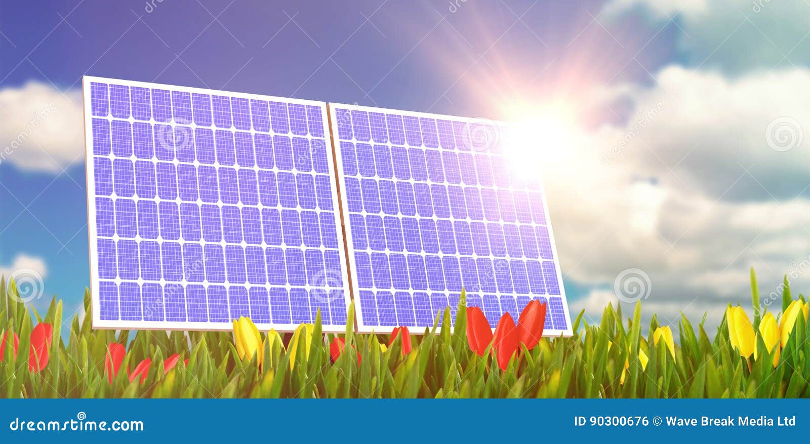 Digital Composite of 3d Solar Panel Stock Photo - Image of blossom ...