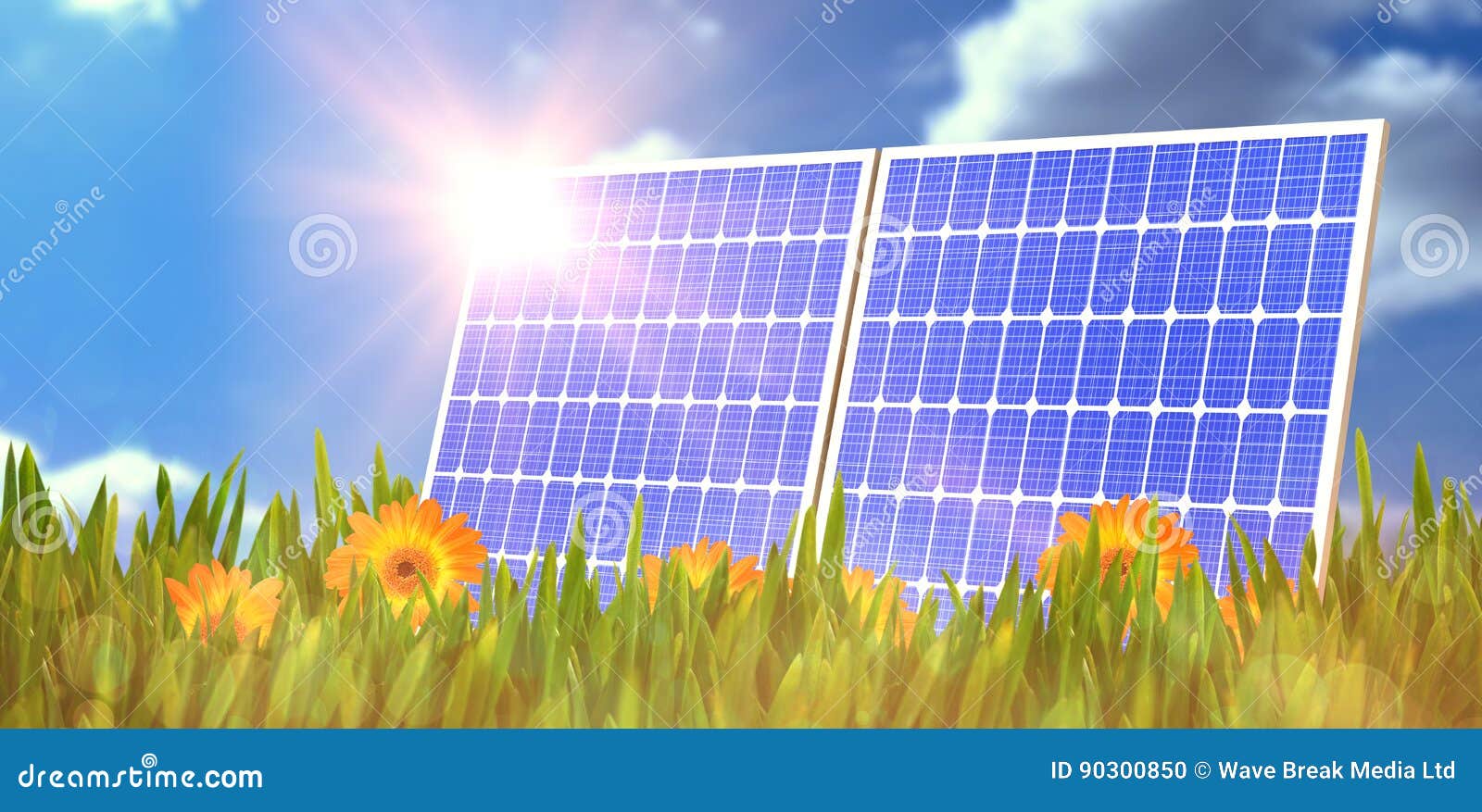 Digital Composite of 3d Solar Panel Stock Illustration - Illustration ...